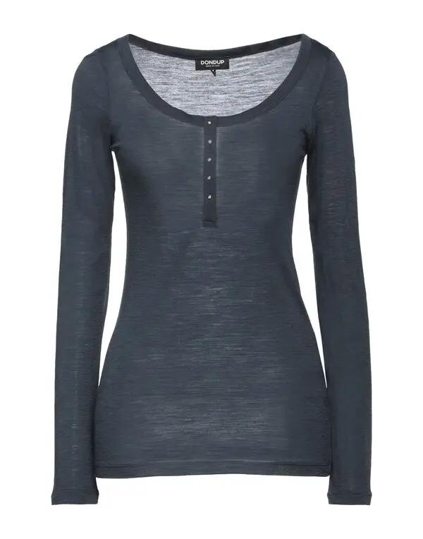 DONDUP Wool And Polyamide Henley T-shirt - Navy