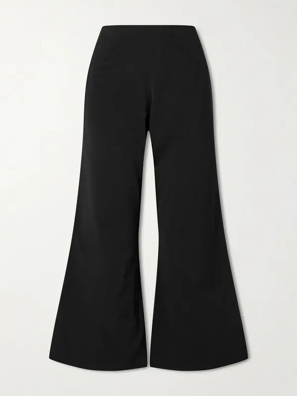 Khaite Walter Cotton And Silk-blend Flared Trousers - Black