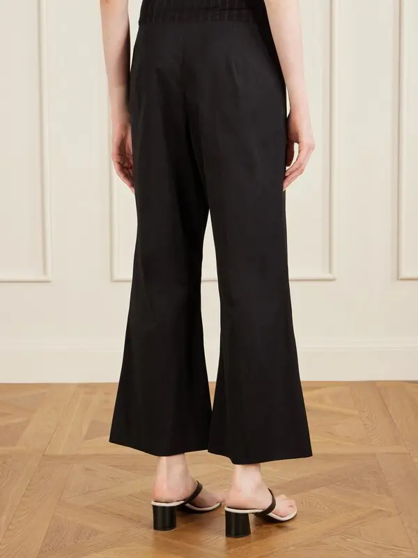 Khaite Walter Cotton And Silk-blend Flared Trousers - Black