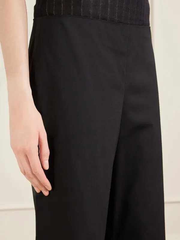 Khaite Walter Cotton And Silk-blend Flared Trousers - Black