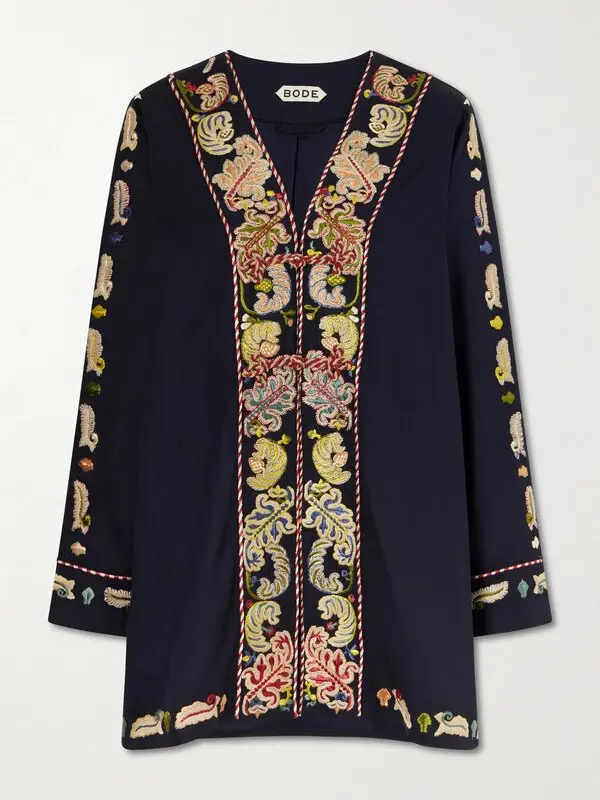 BODE Feather Runner Embroidered Cotton-blend Twill Jacket