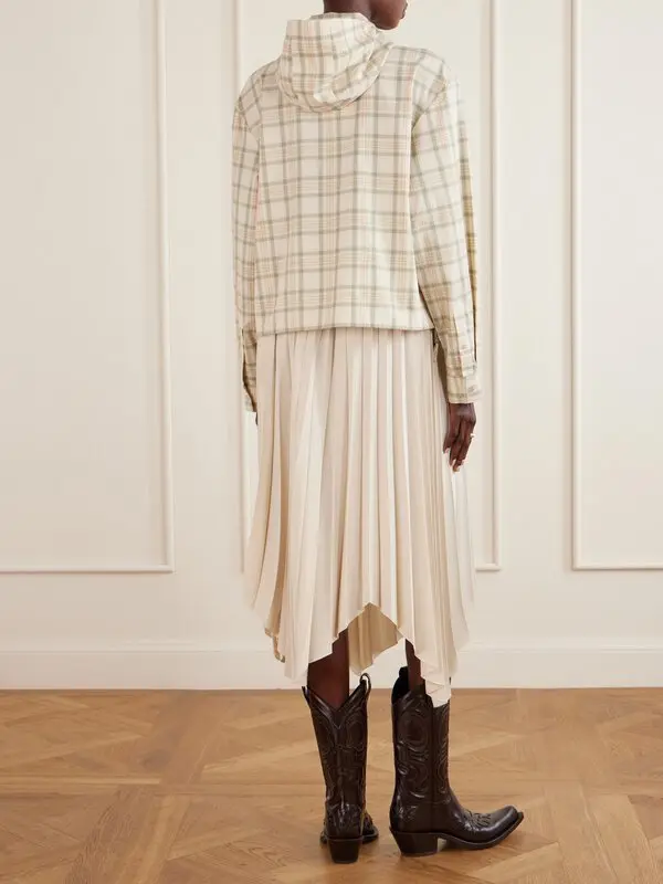 Acne Studios Checked Cotton Hooded Jacket - Neutrals