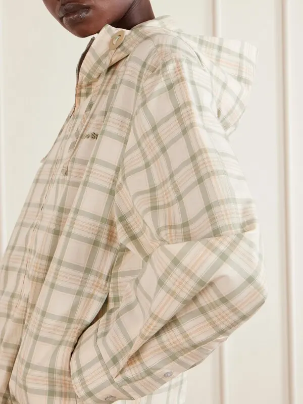 Acne Studios Checked Cotton Hooded Jacket - Neutrals