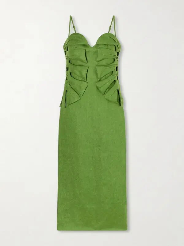 Farm Rio Monstera Leaf Linen Midi Dress