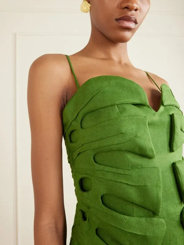 Farm Rio Monstera Leaf Linen Midi Dress