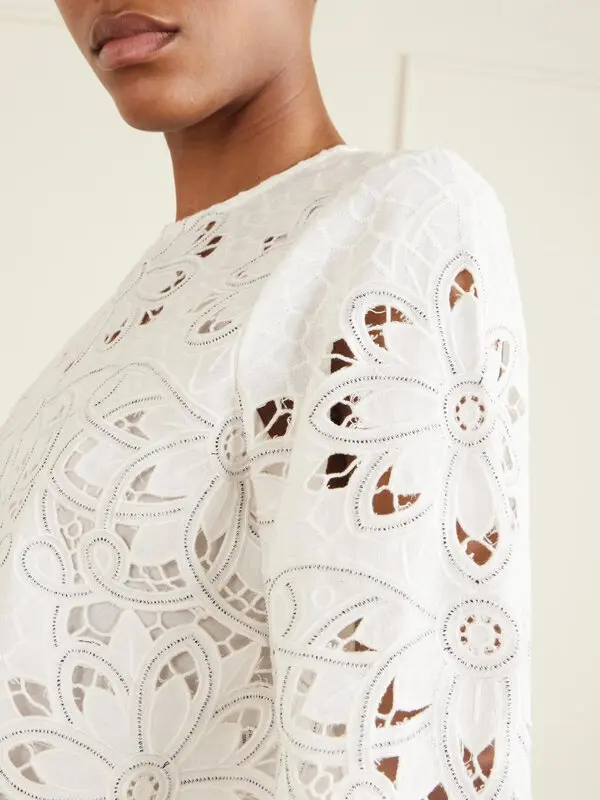 Farm Rio Embroidered Cotton-blend Blouse