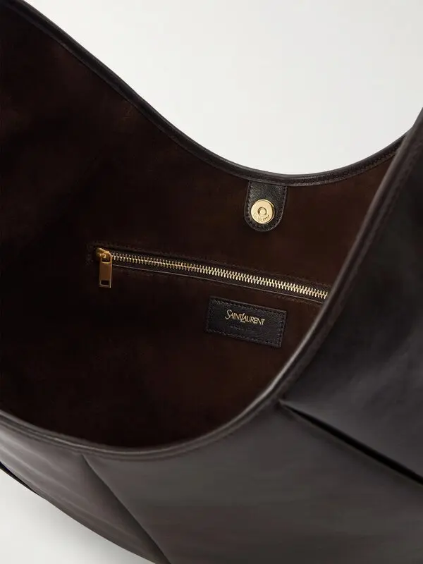 Saint Laurent Mombasa Paneled Leather Shoulder Bag - Brown