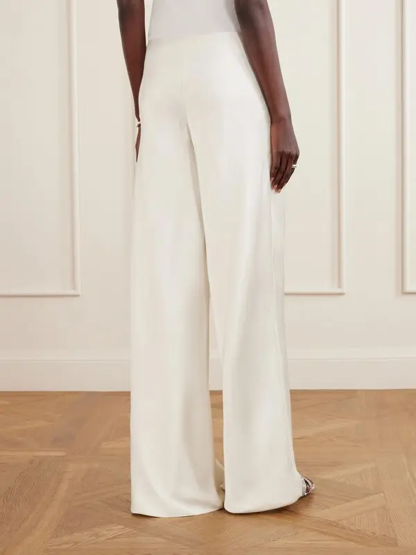 Norma Kamali Satin High-rise Wide-leg Pants - White