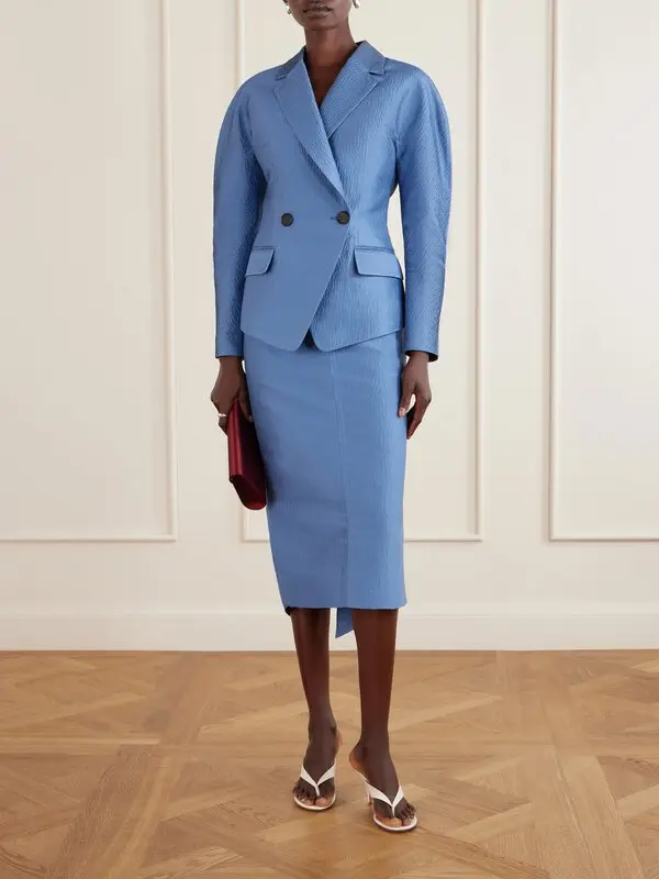 LANVIN Textured Satin Double-breasted Jacket