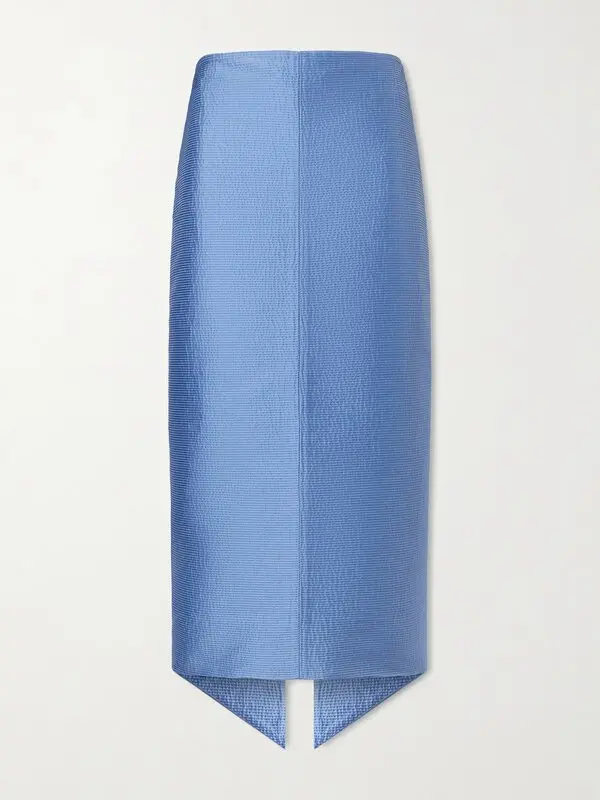 LANVIN Asymmetrical Satin Jacquard Midi Skirt