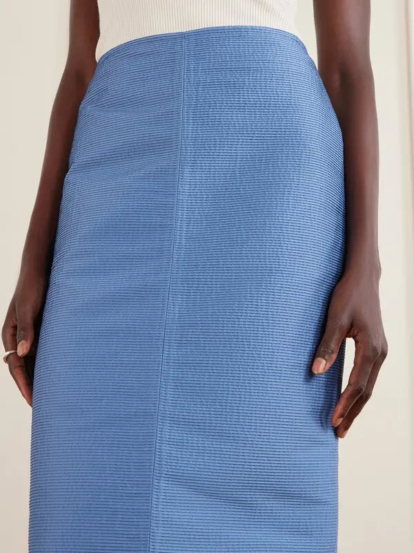 LANVIN Asymmetrical Satin Jacquard Midi Skirt