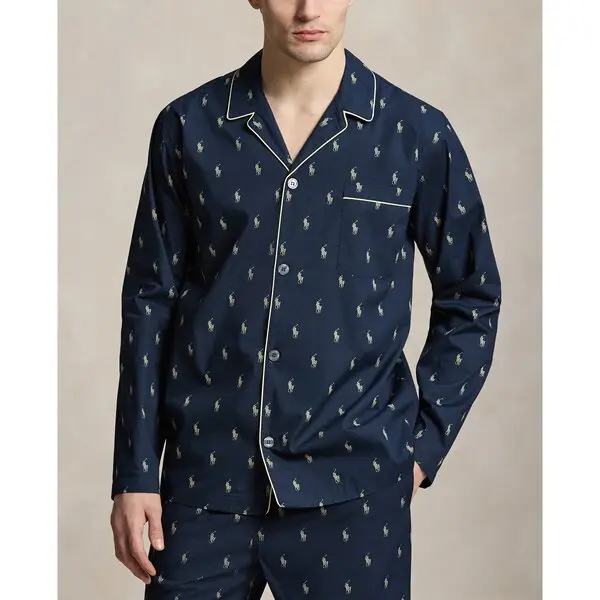 Ralph Lauren Polo Pony Pajama Shirt - Navy/cream
