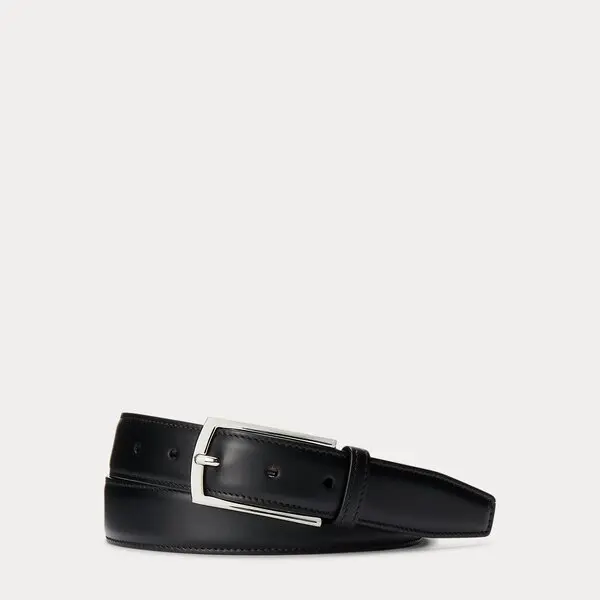 Ralph Lauren Calfskin Belt With Silver-tone Buckle - Black