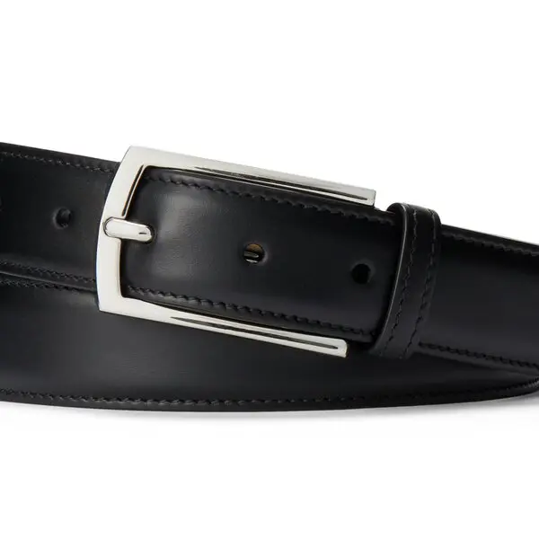 Ralph Lauren Calfskin Belt With Silver-tone Buckle - Black