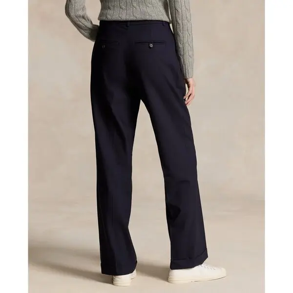 Ralph Lauren High-rise Relaxed Straight Wool Faille Pants - Navy