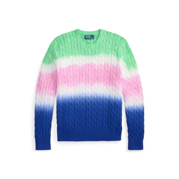 Ralph Lauren Dip-dyed Cable-knit Cotton Sweater