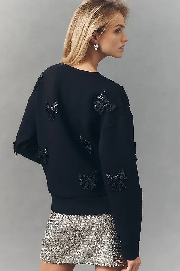 English Factory Embellished Bow Pullover