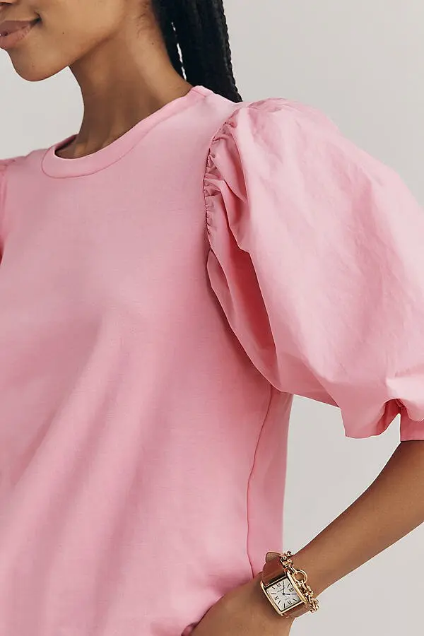 English Factory Puff-sleeve Cotton Top