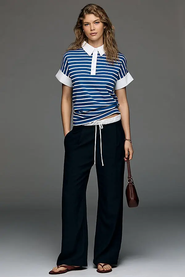 English Factory Collared Stripe Top