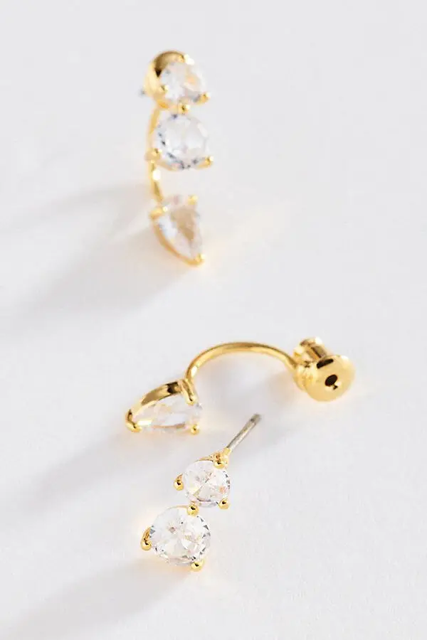 Anthropologie Cubic Zirconia Ear Jacket Earrings - Clear