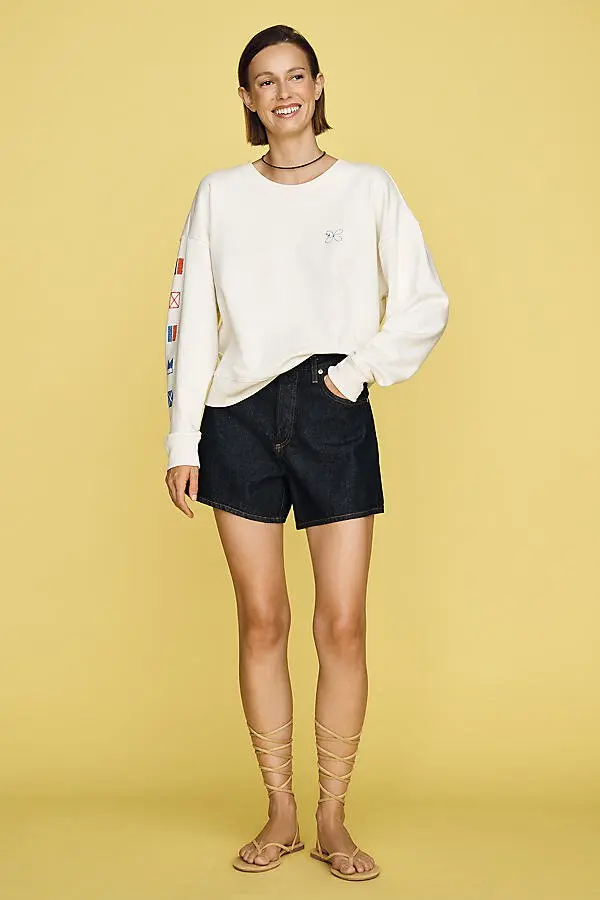 Maeve Embroidered Flag Sweatshirt