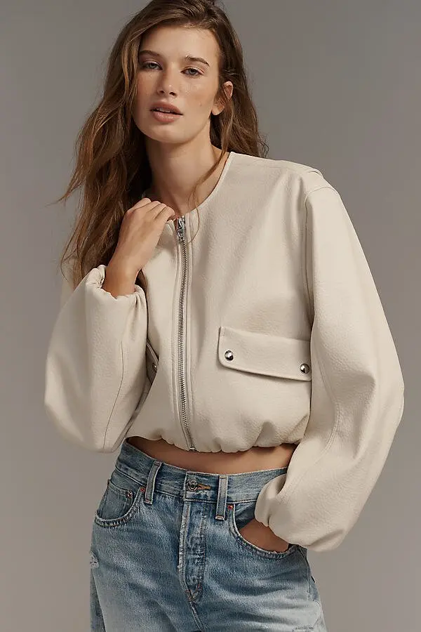 Blanknyc Faux Leather Bomber Jacket - Picture Perfect Stone