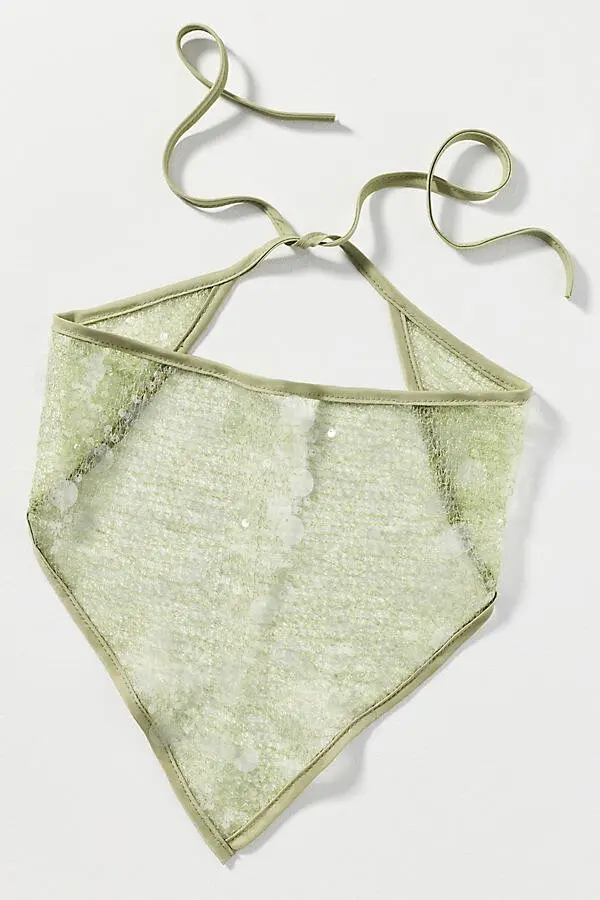 Anthropologie Sequin Hair Scarf - Dark Green