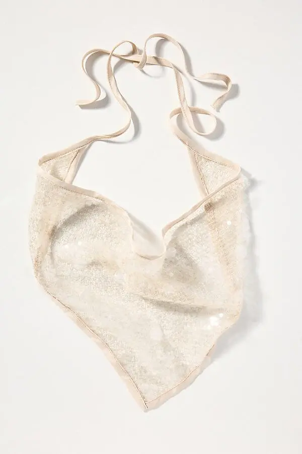 Anthropologie Sequin Hair Scarf - Large Cream