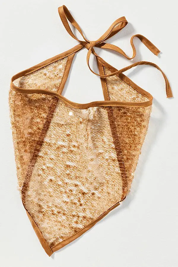 Anthropologie Sequin Hair Scarf - Small Brown