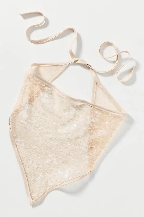 Anthropologie Sequin Hair Scarf - Small Cream