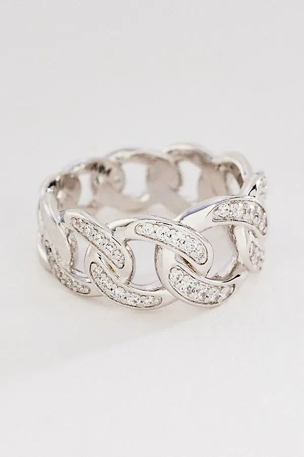 Melinda Maria Graduated Pavé Julian Ring - Silver