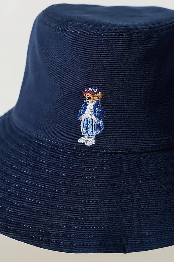 Ralph Lauren Polo Spring Bear Embroidered Bucket Hat - Navy  display picture 3