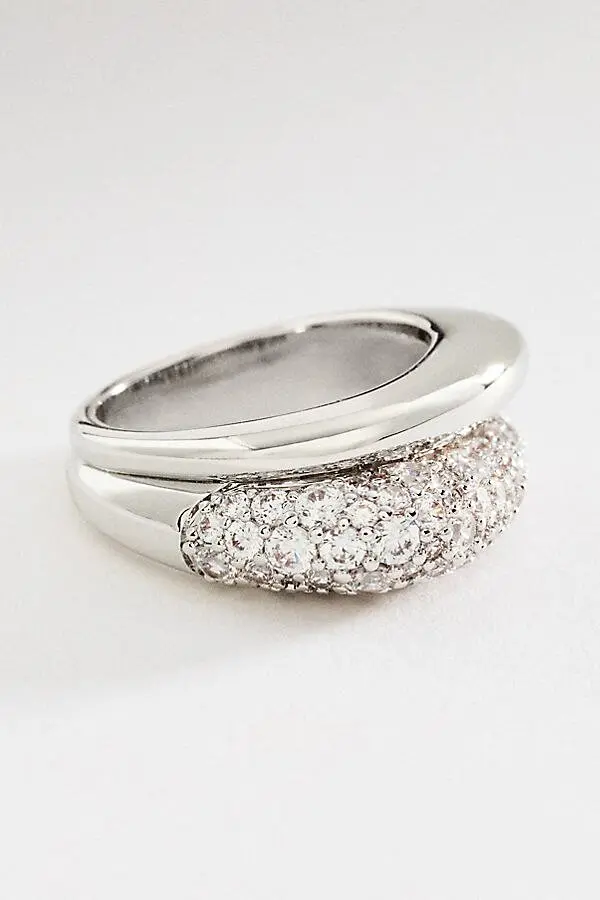 Melinda Maria Pavé Double Ring - Silver