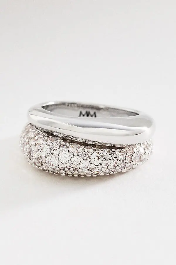 Melinda Maria Pavé Double Ring - Silver