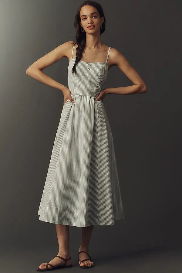 Paige Natalee Midi Dress - Surf/white