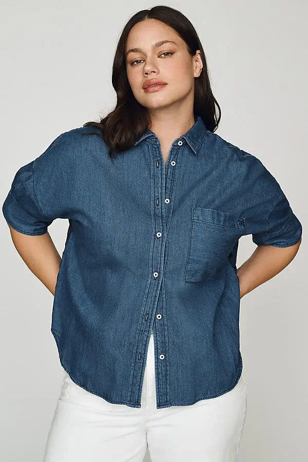 Maeve Mabel Boxy Denim Shirt - Medium Denim
