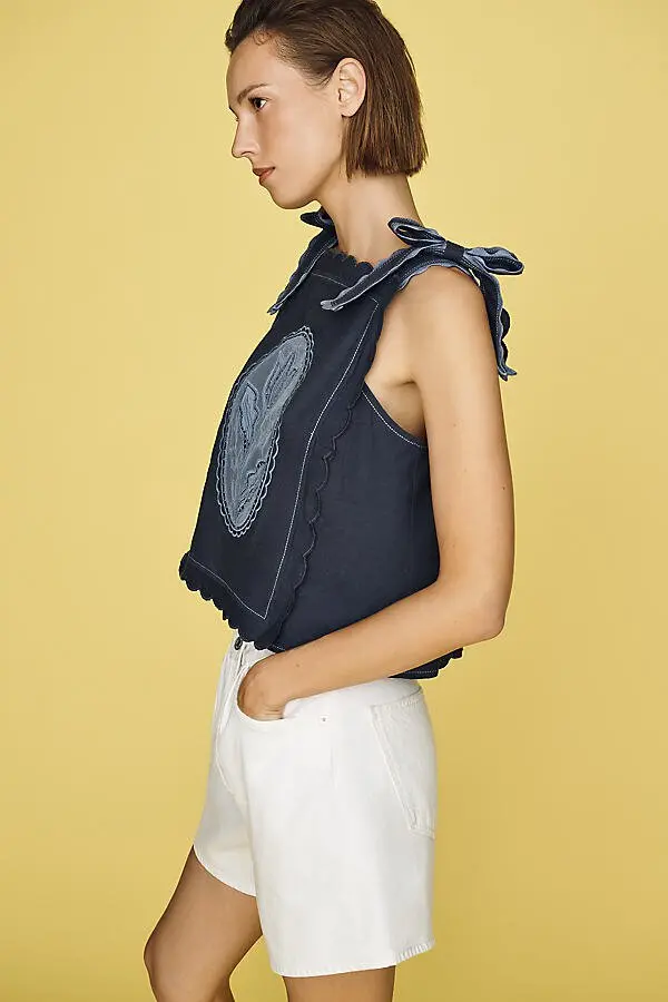 Maeve Cotton Linen Tie-shoulder Tank Top