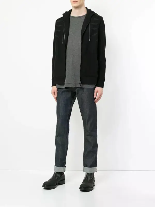 Neil Barrett Lightning Bolt Full Zip Hoodie - Black