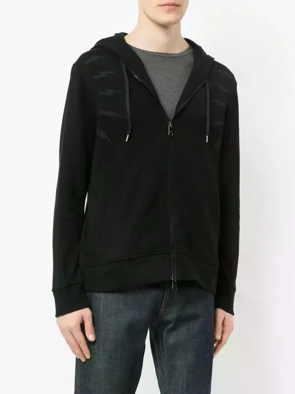 Neil Barrett Lightning Bolt Full Zip Hoodie - Black