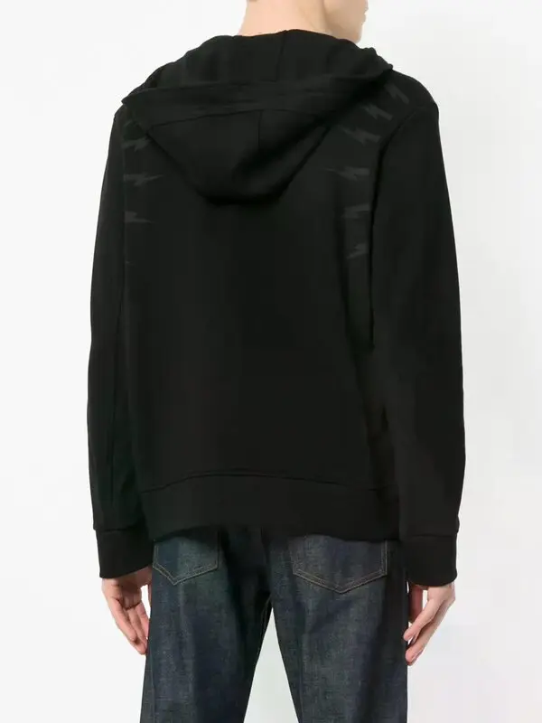Neil Barrett Lightning Bolt Full Zip Hoodie - Black