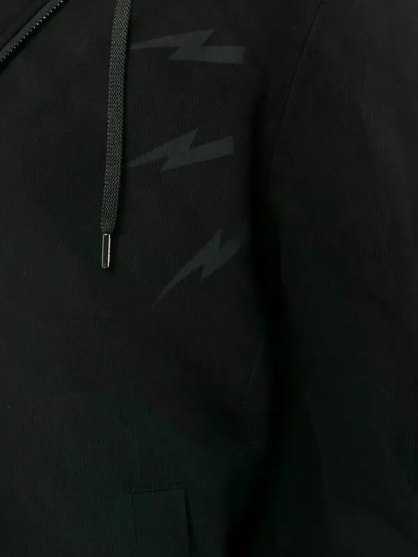 Neil Barrett Lightning Bolt Full Zip Hoodie - Black