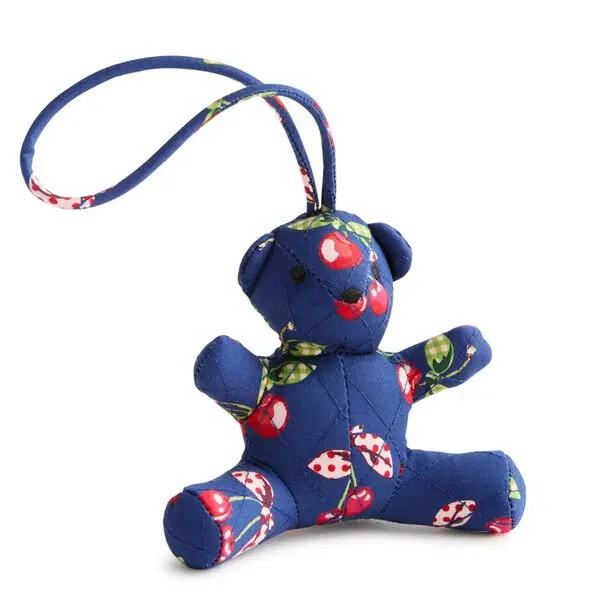 VERA BRADLEY Bitty Bear Bag Charm Keychain In Cherry Picking - Blue