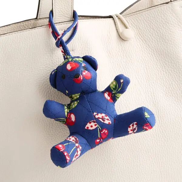 VERA BRADLEY Bitty Bear Bag Charm Keychain In Cherry Picking