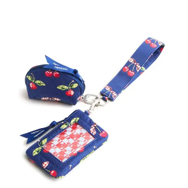 VERA BRADLEY Dual Pouch Wide Wristlet In Cherry Picking - Blue