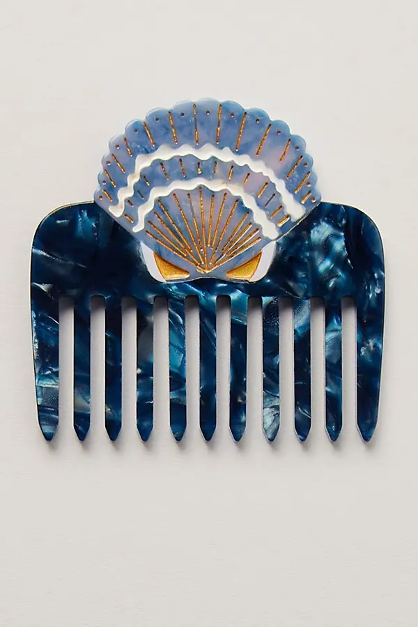 SOLAR ECLIPSE Hand-painted Pocket Comb - Blue