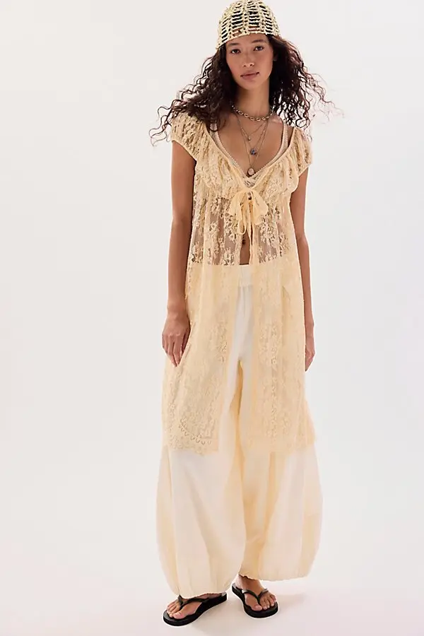 Anna Sui Victorian Lace Maxi Top - Cream