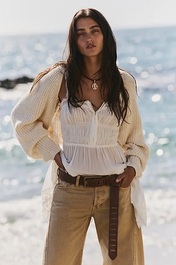 Free People We The Free Jona Extra Long Belt - Mocha