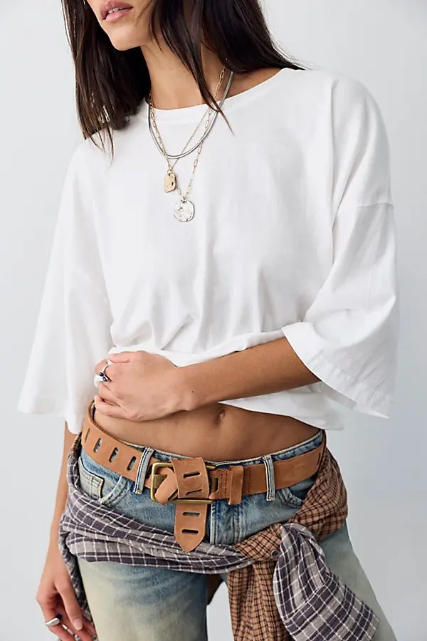 Free People We The Free Jona Extra Long Belt - Mocha