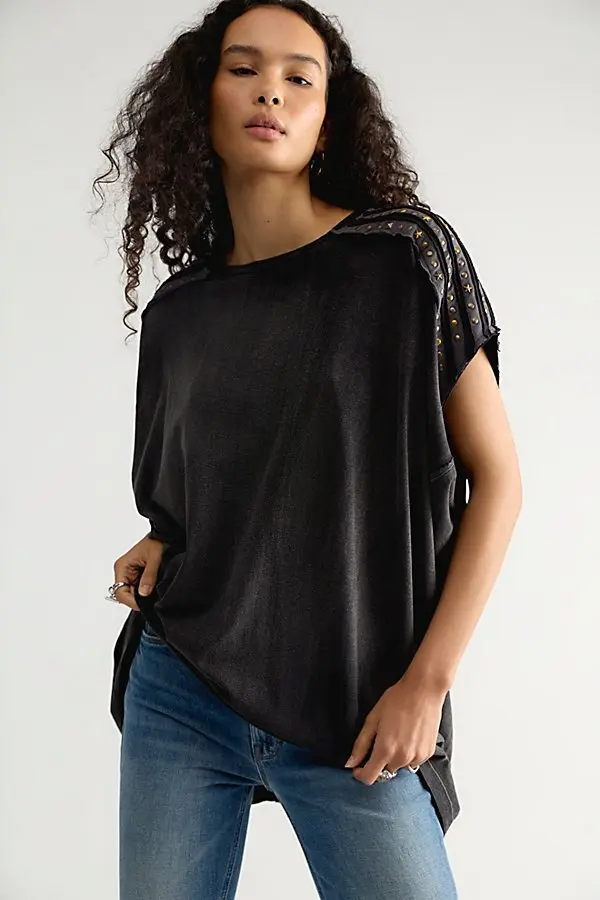 Free People We The Free Embellished Dolman Tee - Black