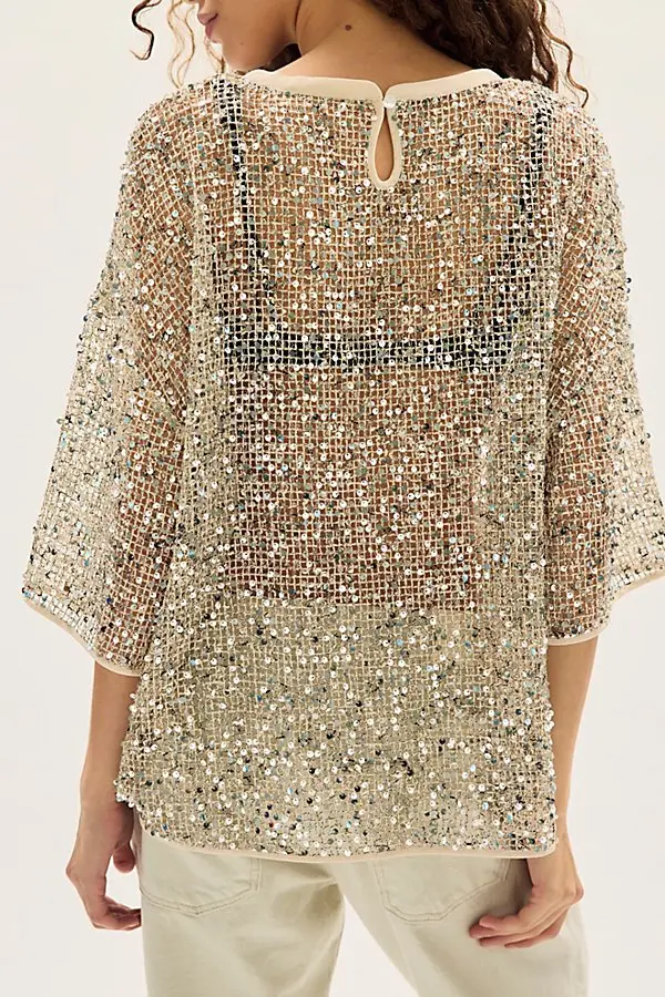 Free People Calypso Sequin Net Top